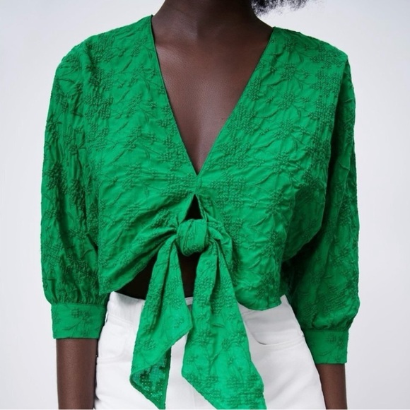Zara | Tops | Zara Green Blouse | Poshmark